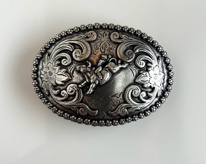 Silver Metal Bull Riding Western Belt Buckle - Etsy