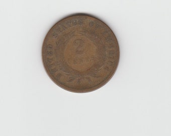 1864 Two Cent Piece Copper Coin Circulated - Etsy