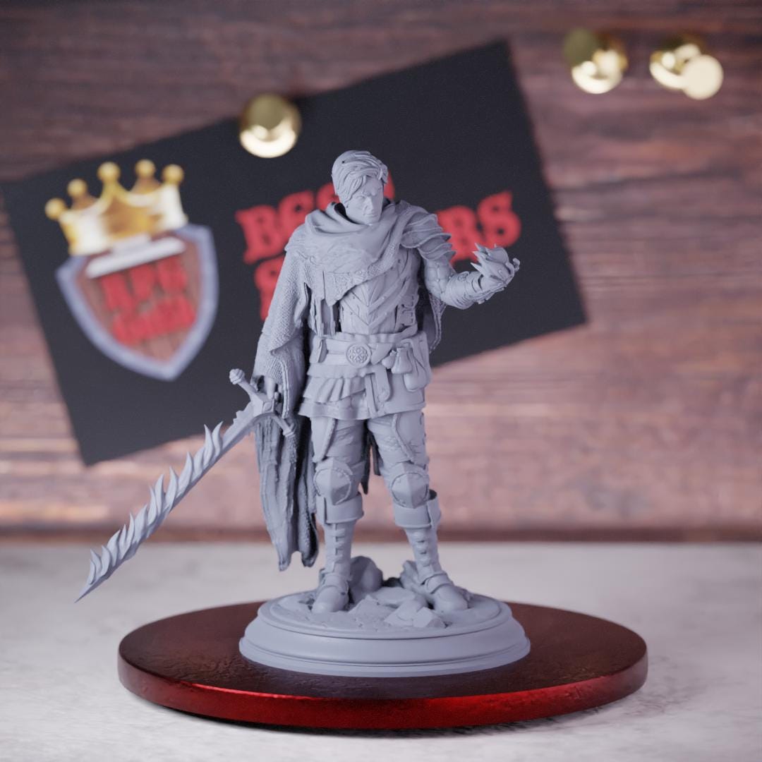 Human Fighter With Flaming Sword Miniature | 28mm 32mm 38mm | Resin 3D ...