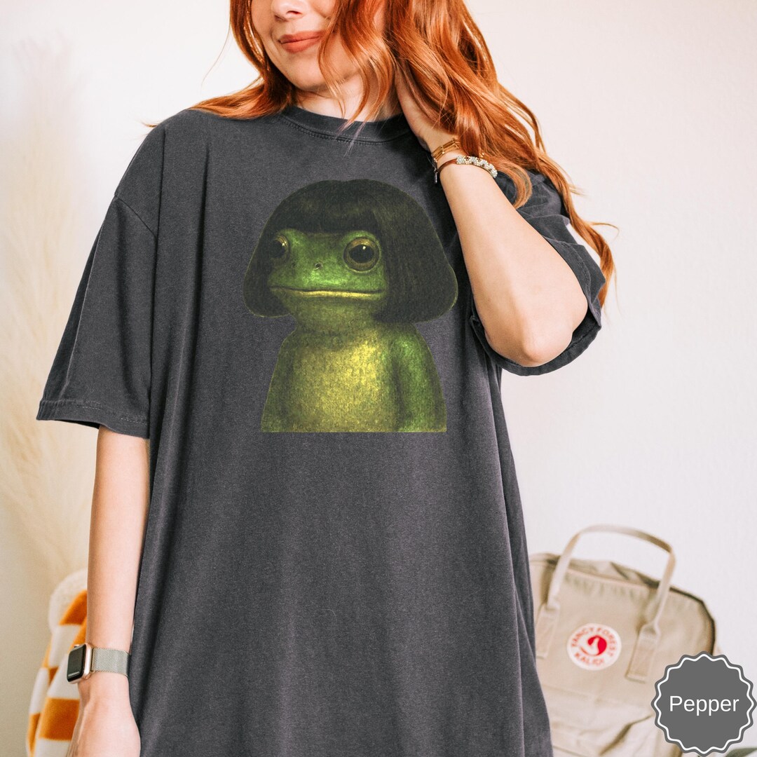 Frog With Bob Haircut Meme Hoodie, Funny Frog Art Shirt, Quirky Animal ...