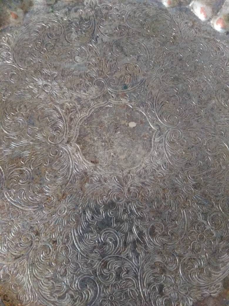 Tarnished Silver on Copper Platter - Etsy