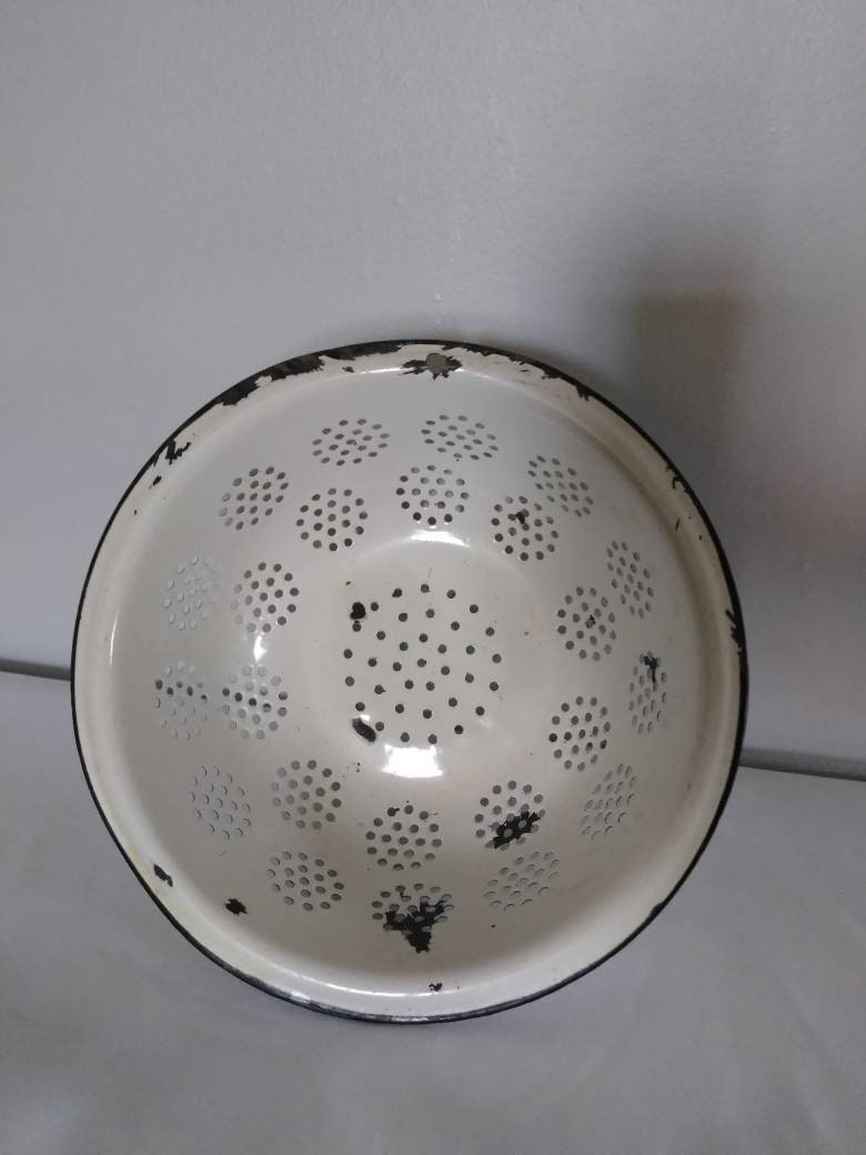 Vintage Enamel Colander Strainer | Etsy