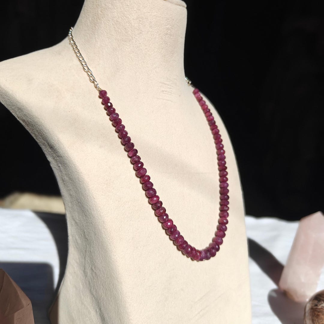 Certified Ruby Faceted Bead Necklace | July Birthstone | Valentine’s ...