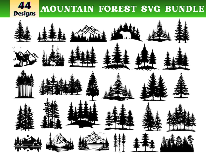 Mountain Forest Svg Bundle, Forest Tree Svg, Forest Tree Png, Palm Tree ...