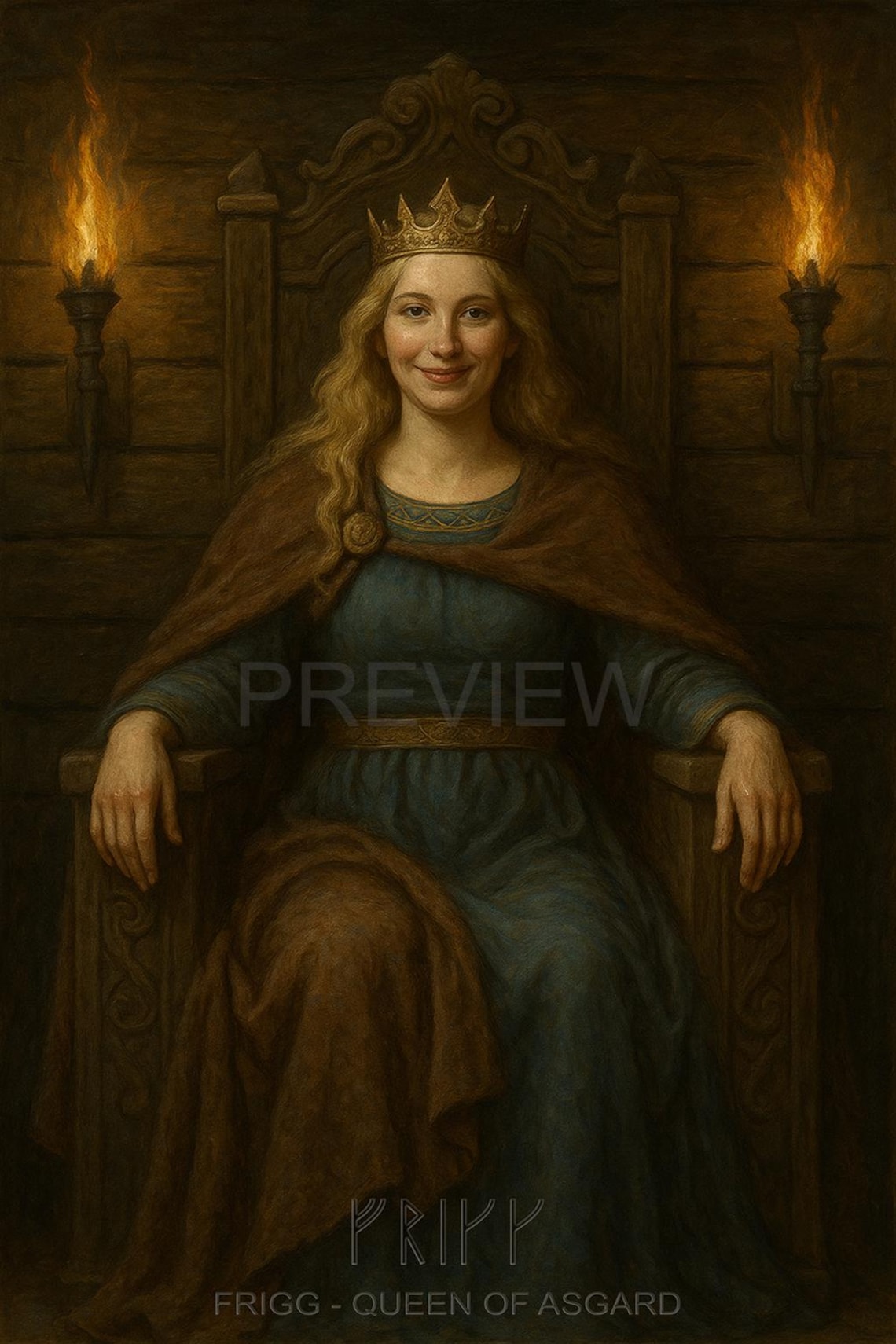 Frigg - Norse Goddess Art Print: Queen of Asgard, Viking Mythology ...