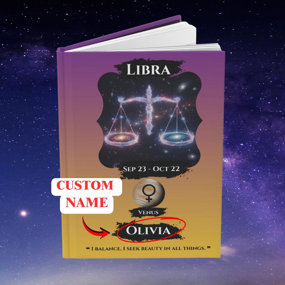 Personalized Libra Zodiac Journal, Custom Name Astrology Notebook, Air ...