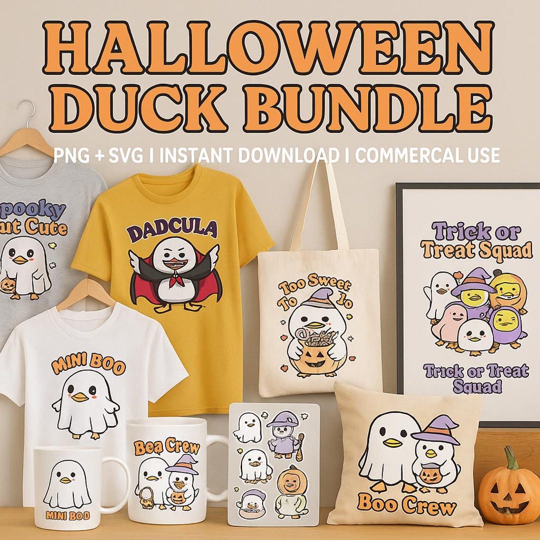 Halloween Duck Clipart Bundle: Spooky Kawaii PNG SVG (digital Download ...