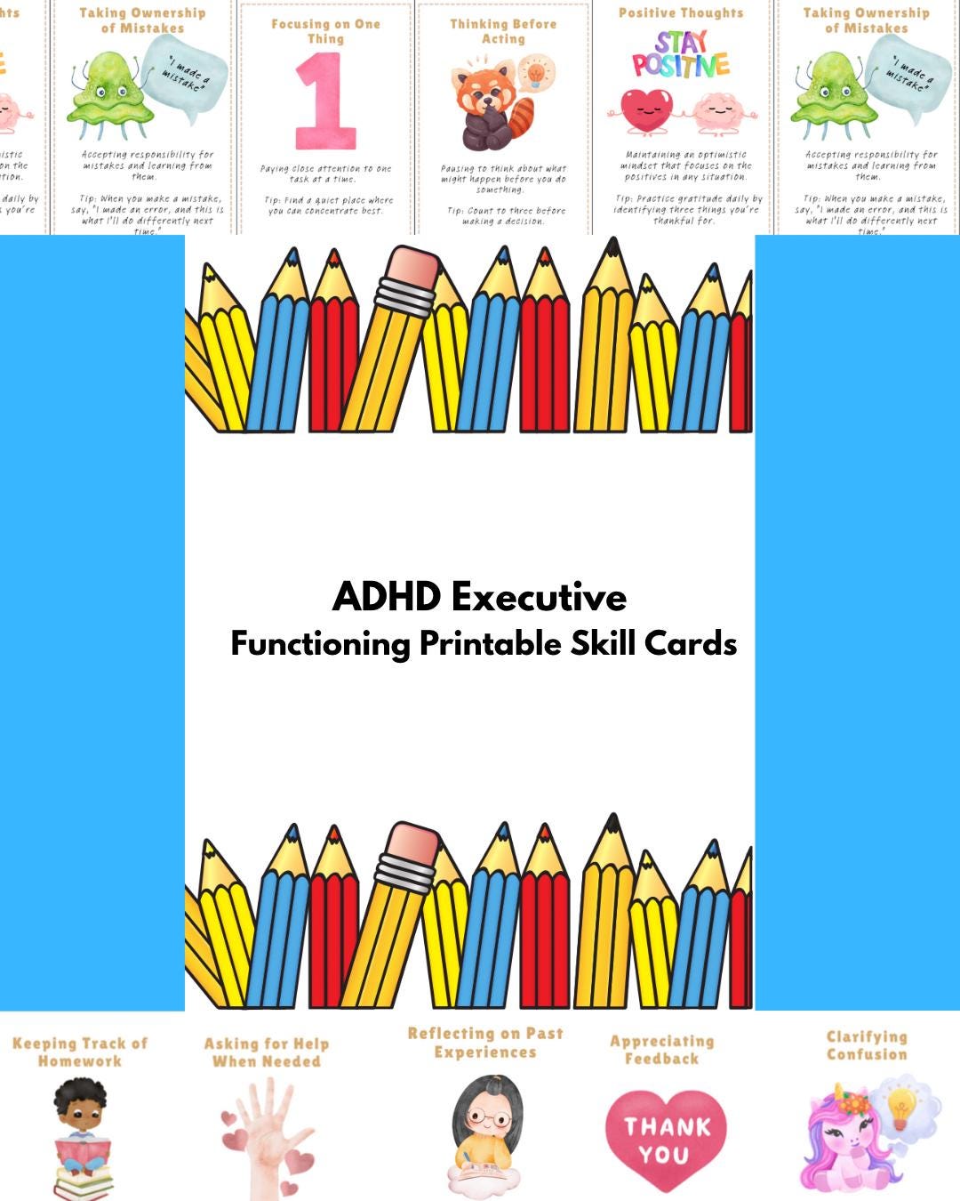 ADHD & Autism Executive Functioning Skill Cards for Children (printable ...