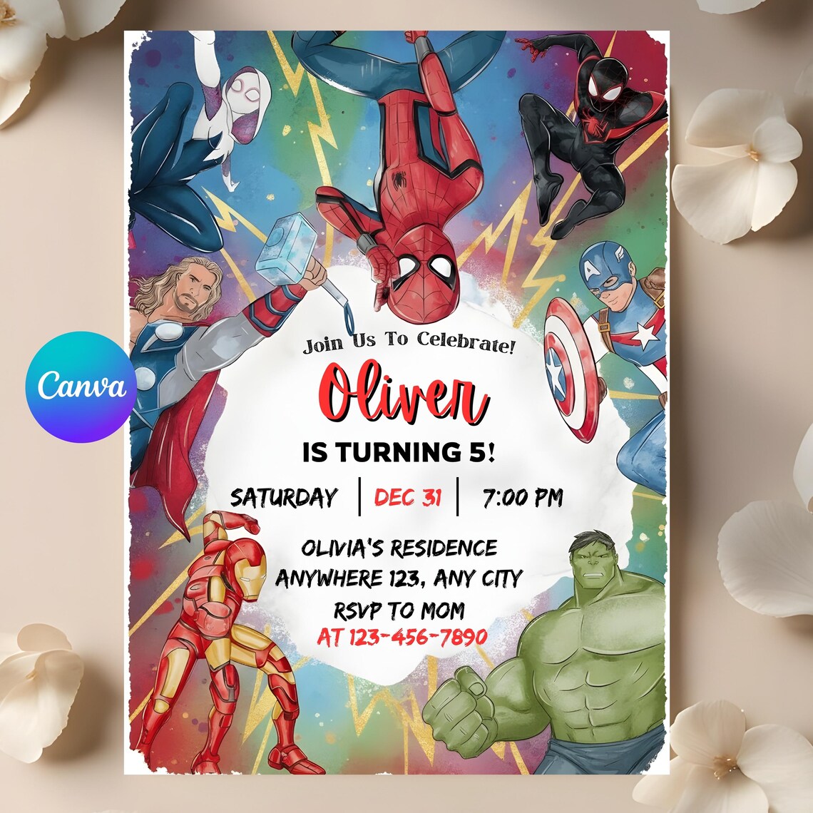 Avengers Party Editable Superheroes Birthday Invitation Template ...