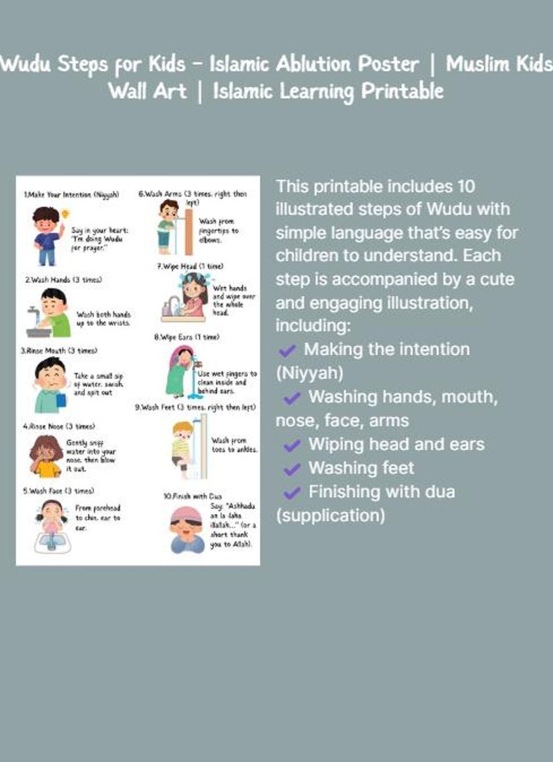 Wudu Step by Step Guide - Etsy