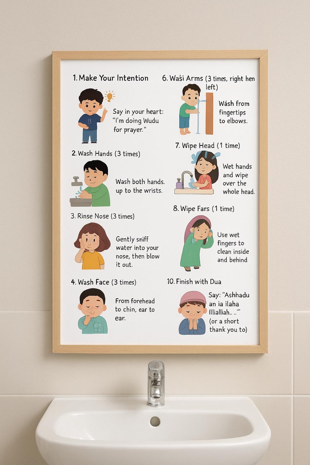 Wudu Step-by-step Guide – Islamic Kids Poster - Wudhu for Children ...