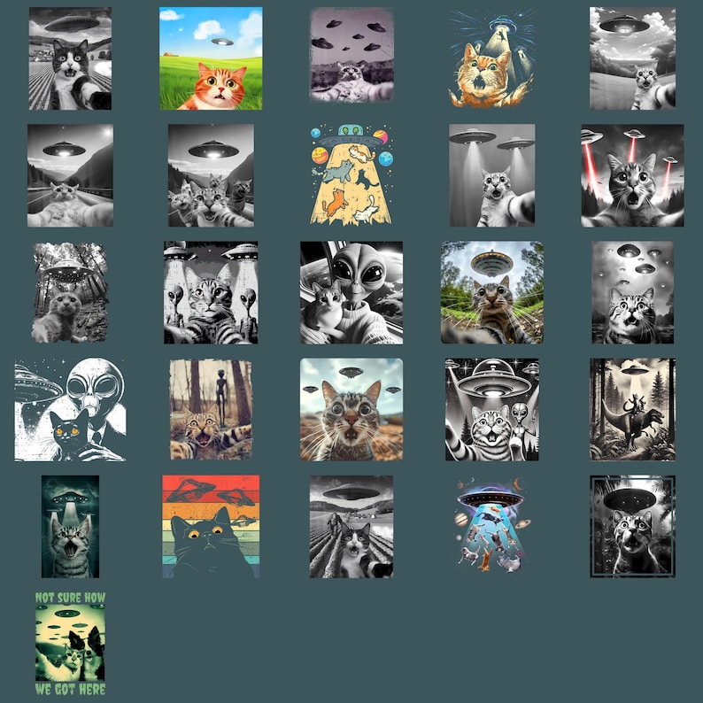 Funny UFO Cat Selfie PNG – Alien and Cat Lover Clipart, Space Pet Humor ...