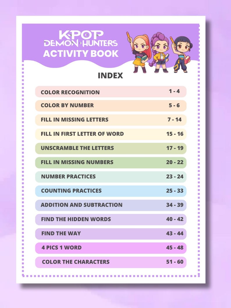 Kpop Demon Hunters Activity Book Kpop Demon Hunters Worksheets ...