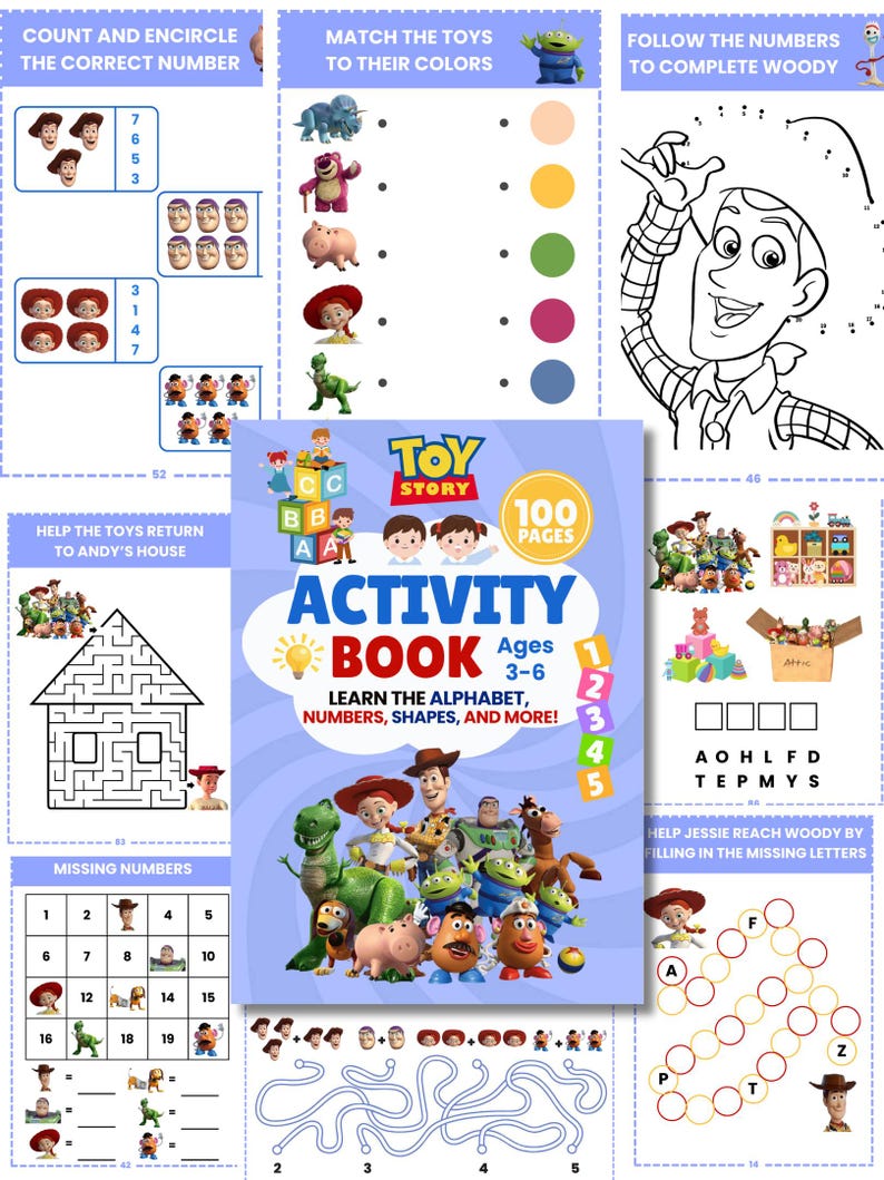 Toy Story Kids Activities Preschool Worksheets Printable Educational ...