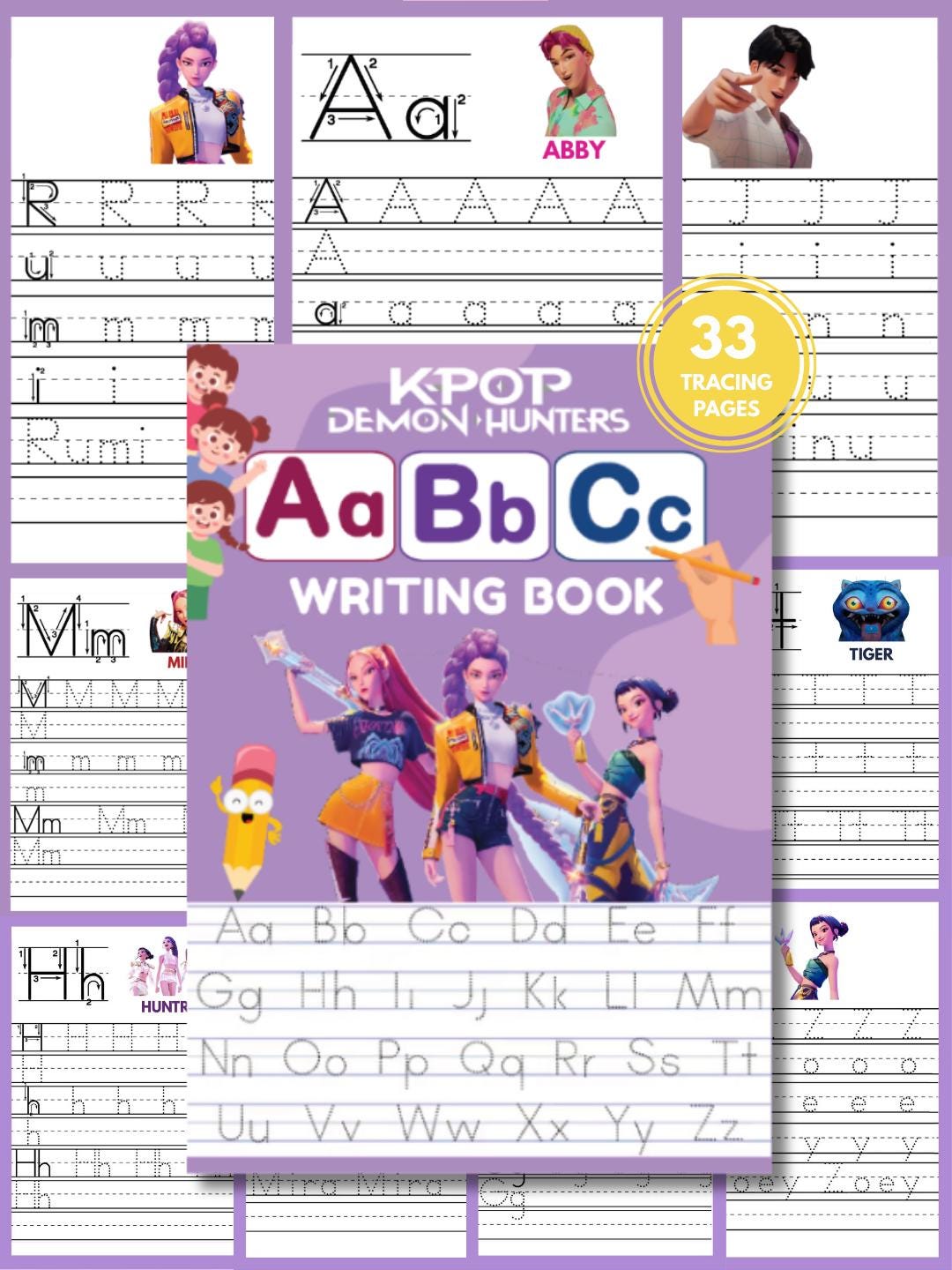 Kpop Demon Hunters Alphabet Writing Tracing Book Preschool Kpop Demon ...