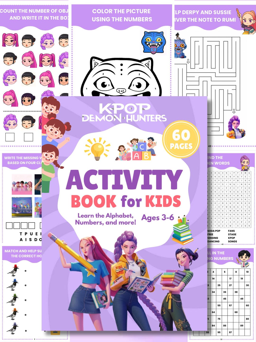 Livro de atividades infantil Kpop Demon Hunters, com exercícios ...