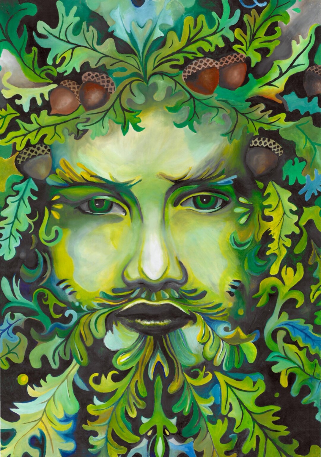 Green Man - Print of Oil Painting - A4 - Etsy