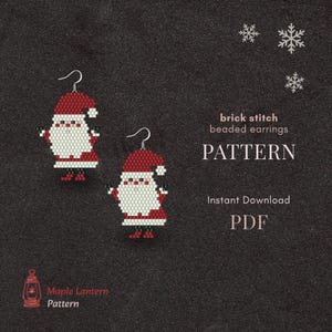 Santa Claus Bead Earrings Pattern, Christmas Brick Stitch, Winter ...