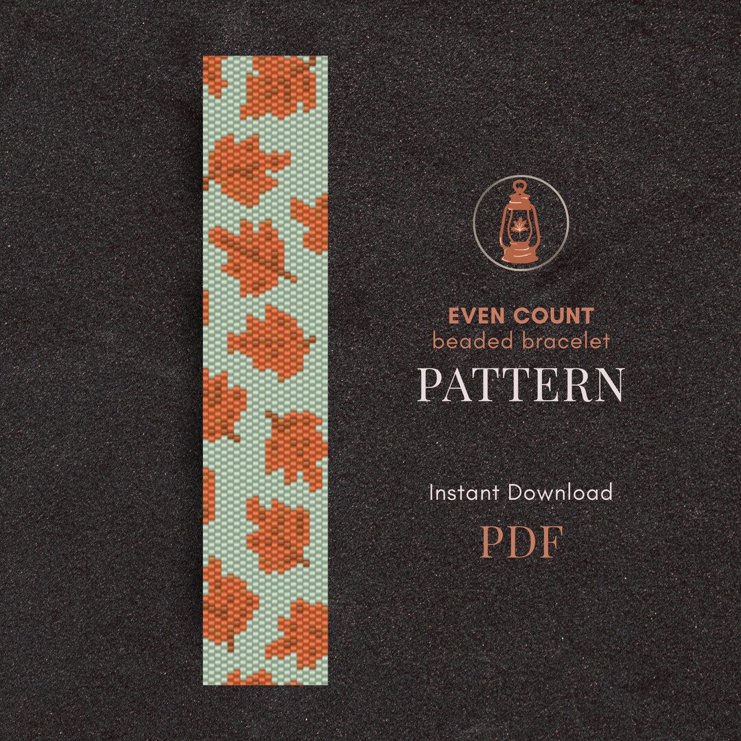Maple Leaves Bead Peyote Bracelet Pattern, Even Count, Autumn Scheme ...