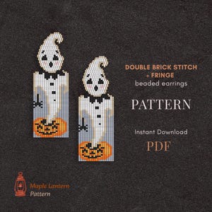 Boo Beaded Fringe Earrings Pattern: Halloween Brick Stitch (PDF ...
