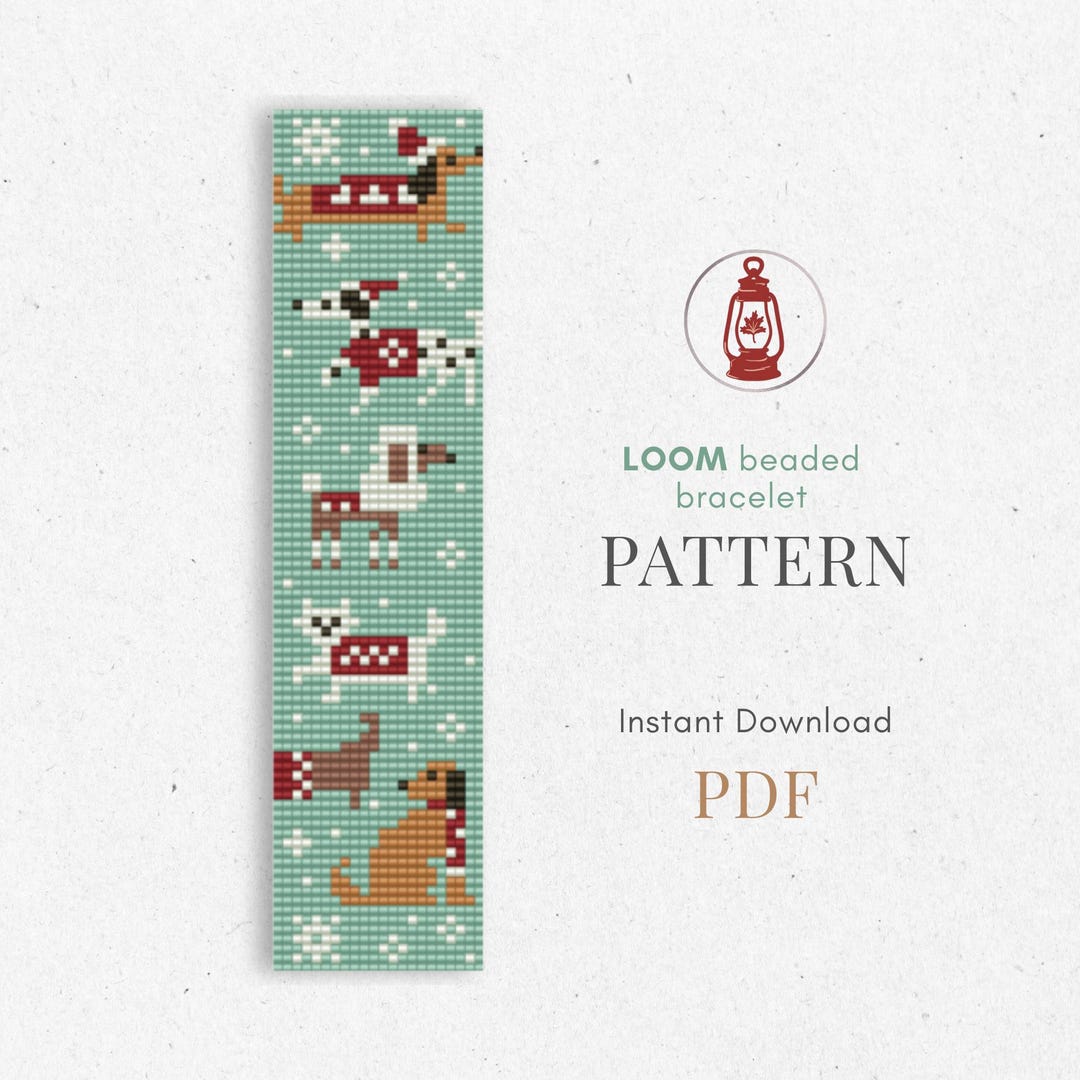 Christmas Dogs Bead Loom Bracelet Pattern, Winter Scheme, Pdf Download ...