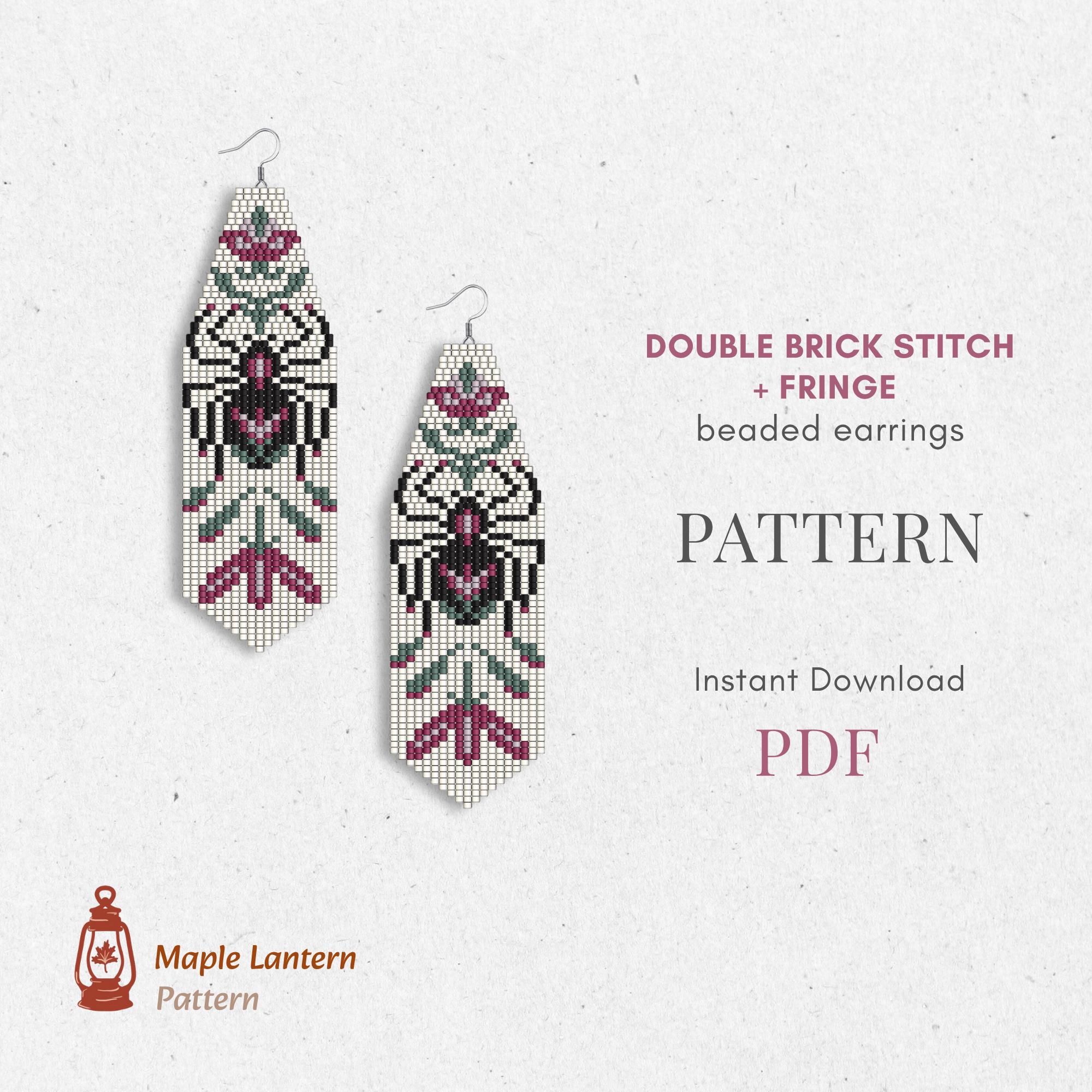 Spider Beaded Fringe Earrings Pattern: Insect Brick Stitch (PDF ...