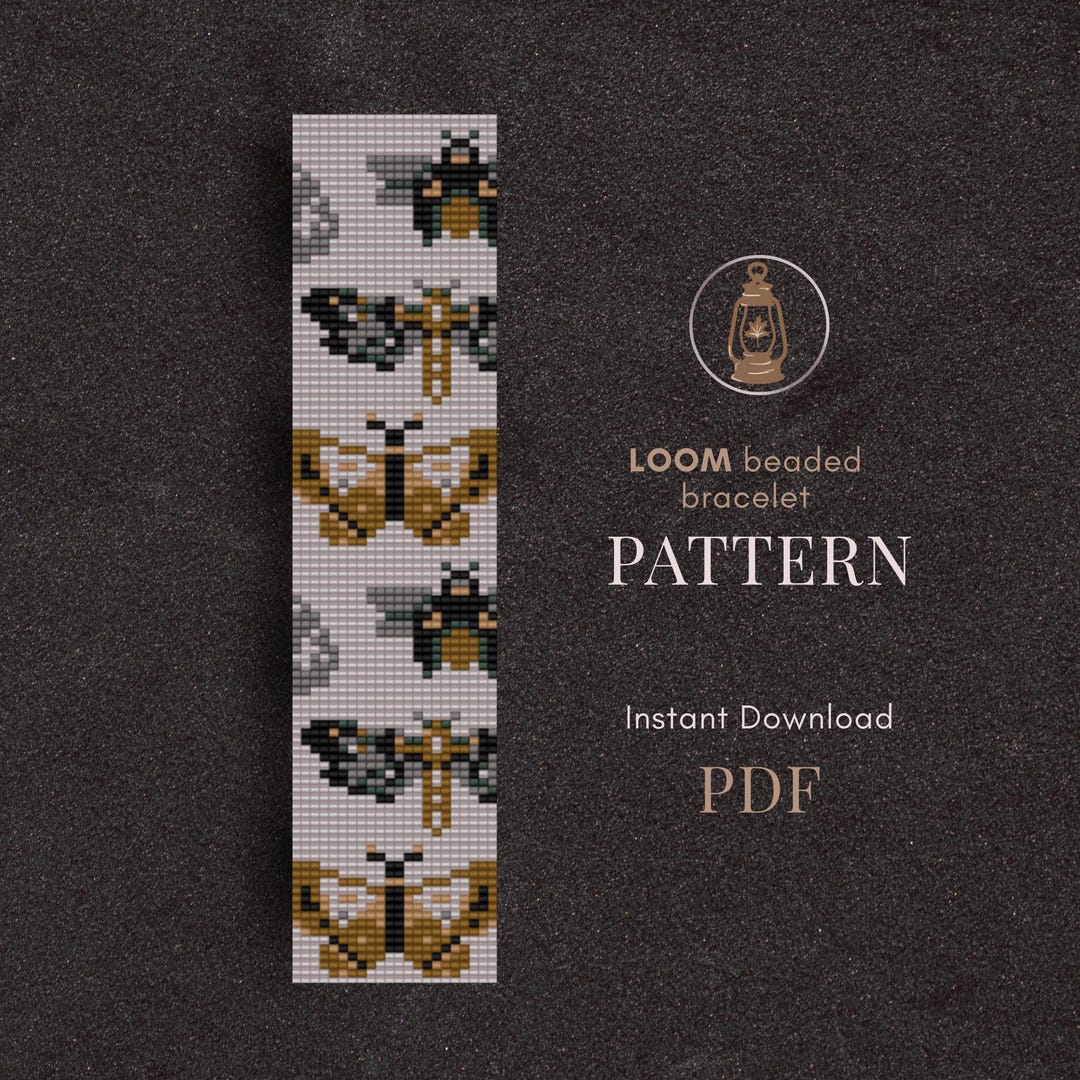 Moth Bead Loom Bracelet Pattern, Insect Pattern, Boho Scheme, Pdf ...