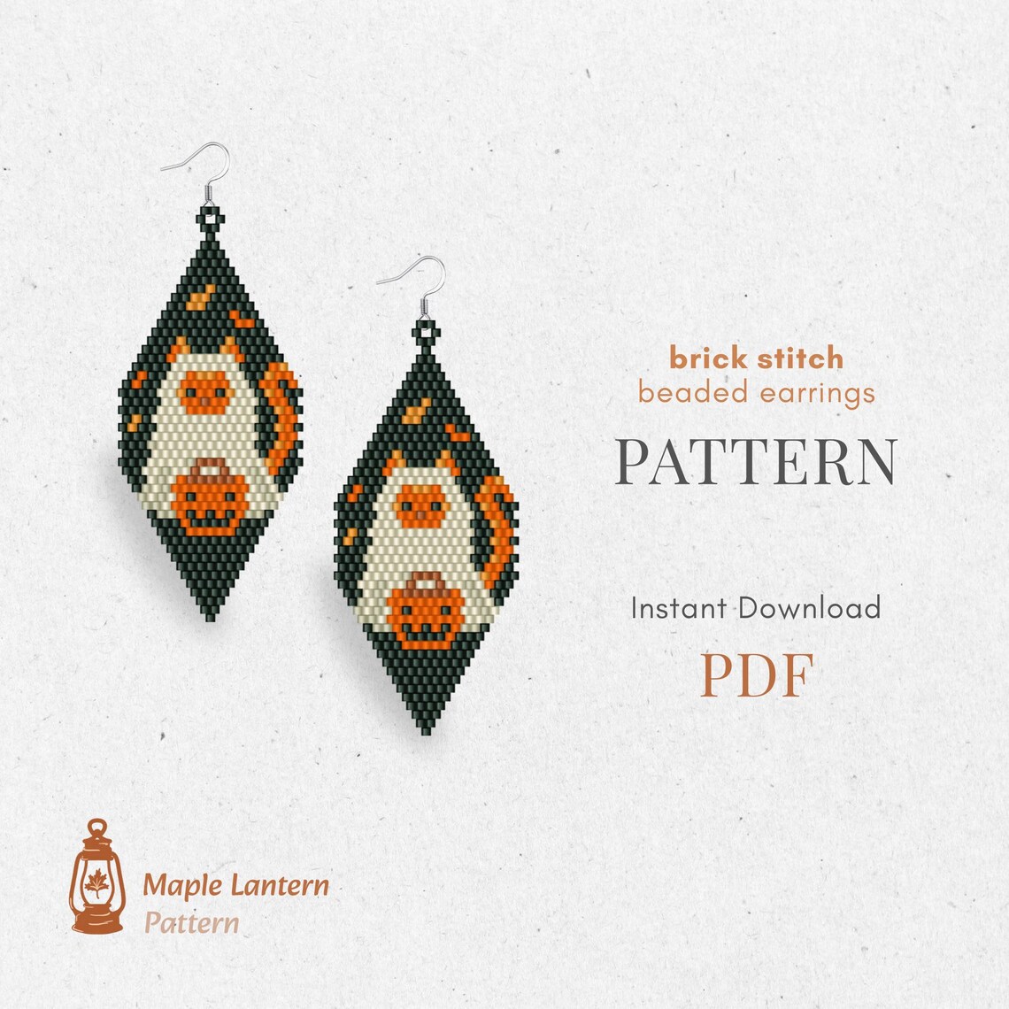 Boo Cat Bead Earrings Pattern, Halloween Brick Stitch, Ghost Scheme ...