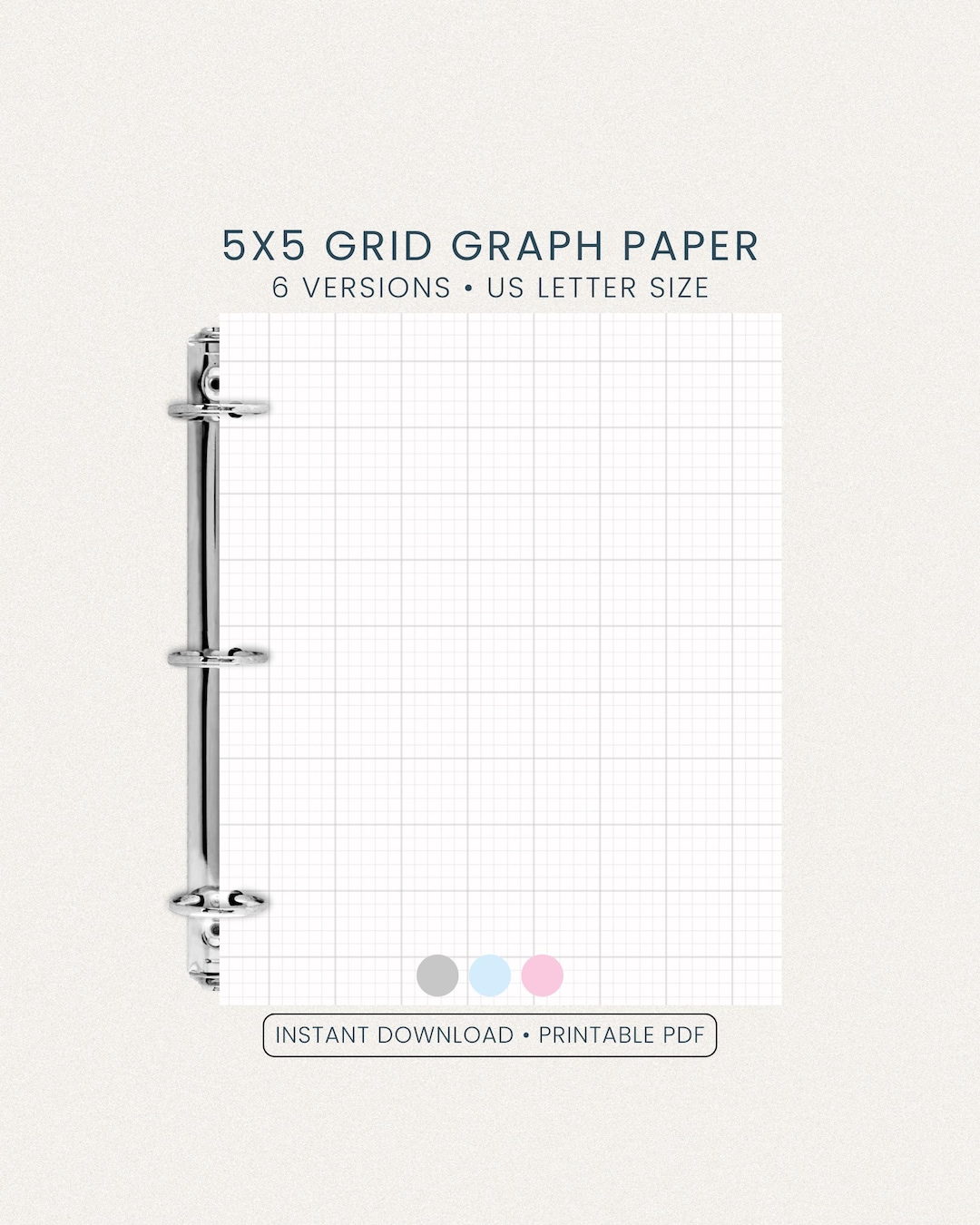 5x5 Grid Paper With Index Lines | 6 Page Graph Paper PDF - Etsy