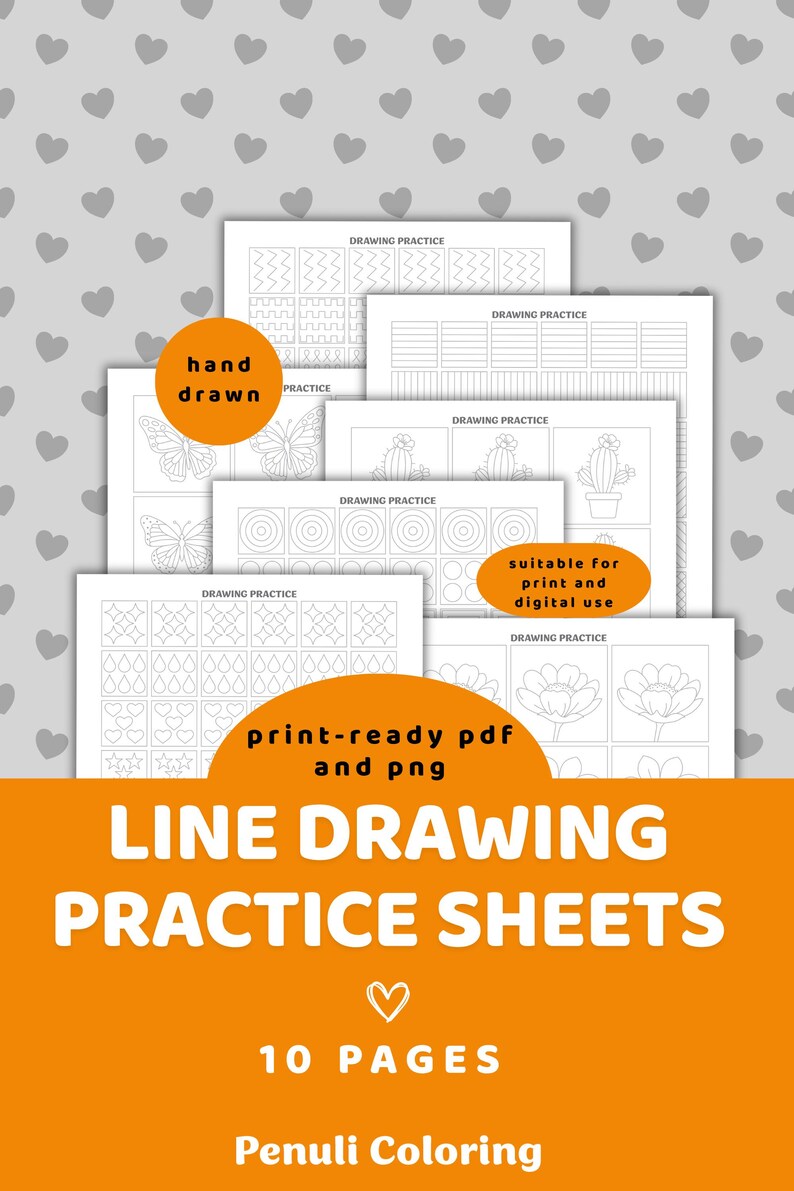 Line Drawing Practice Sheets: Floral, Butterfly (PDF & PNG) - Etsy