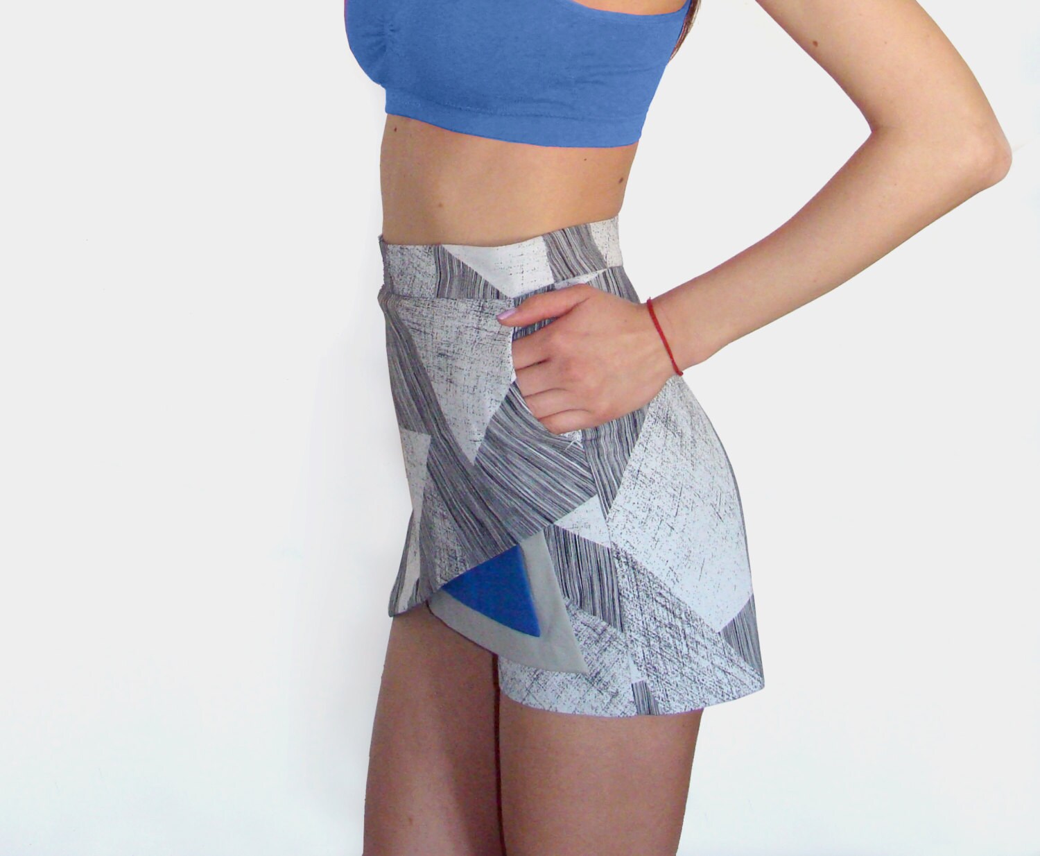 HIGH WAISTED CUSTOM Shorts With Asymmetric Design. Black White Summer ...