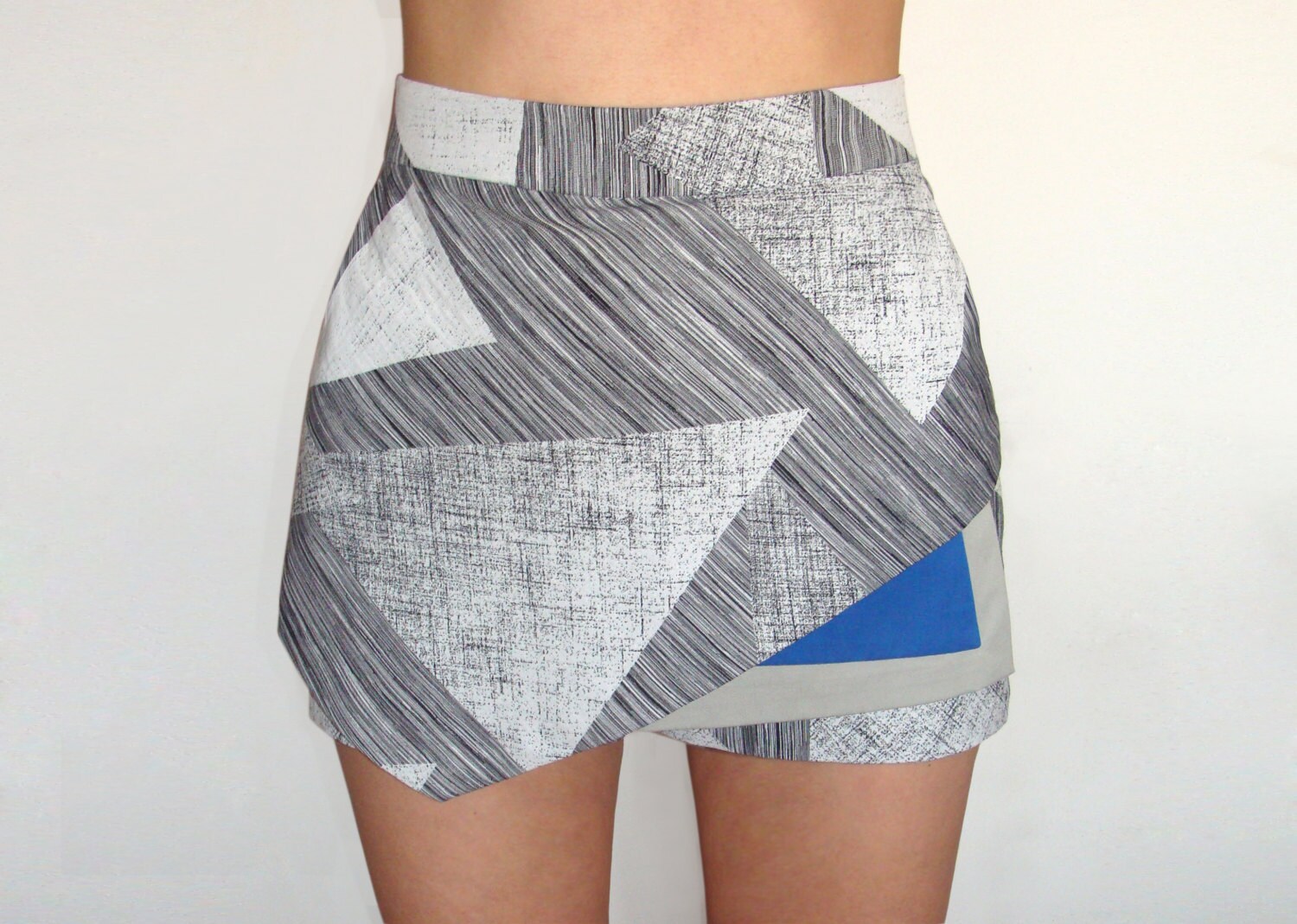 HIGH WAISTED CUSTOM Shorts With Asymmetric Design. Black White Summer ...