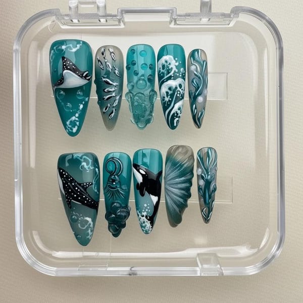 Whale Shark Nails - Etsy