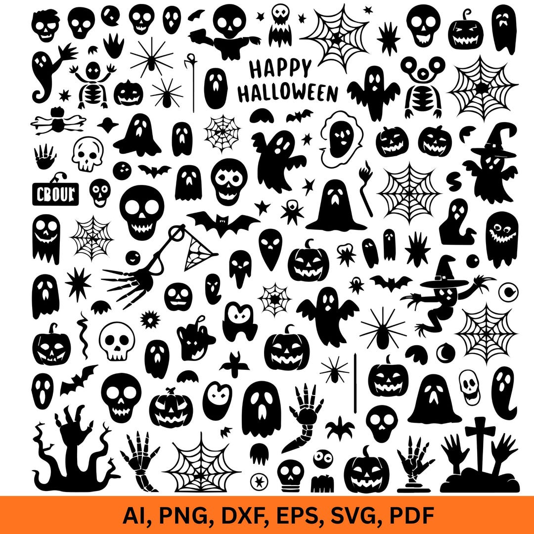 Halloween SVG Clipart Bundle – Ghosts, Skulls, Pumpkins (digital Cut ...