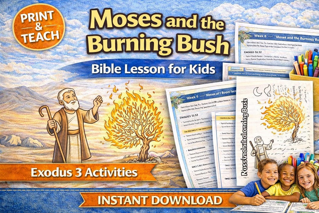 Moses & the Burning Bush Kids Bible Lesson - Exodus 3 Activities ...