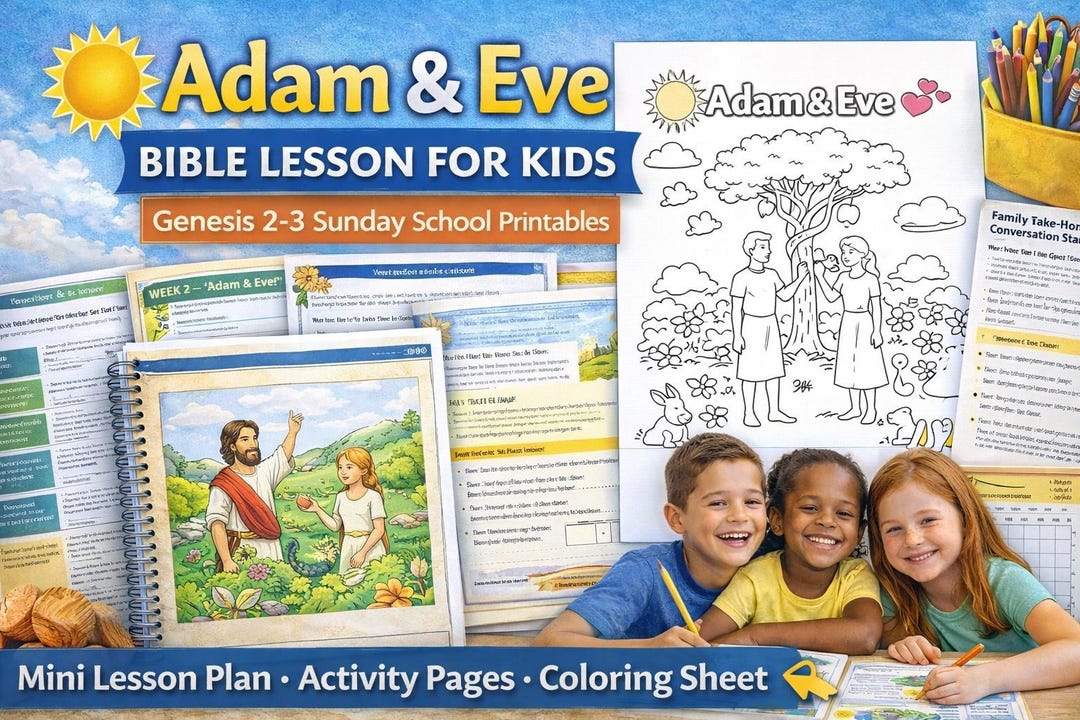 Adam & Eve Sunday School Lesson – Printable Kids Bible Story (genesis 2 ...