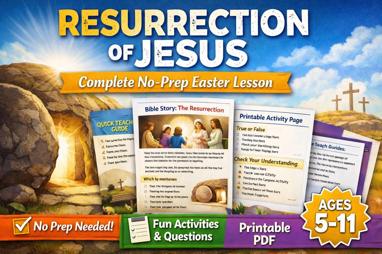 Resurrection of Jesus Easter Lesson | Sunday School Bible Activity ...