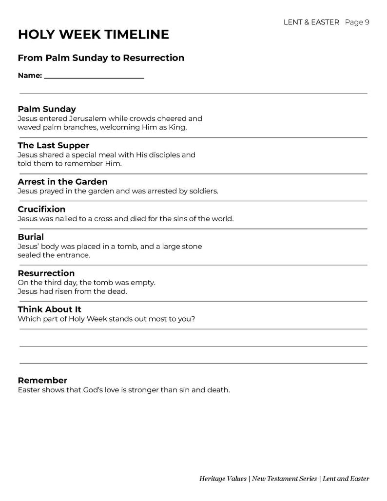 Holy Week Lessons for Kids, Easter Sunday School Activities, Christian ...