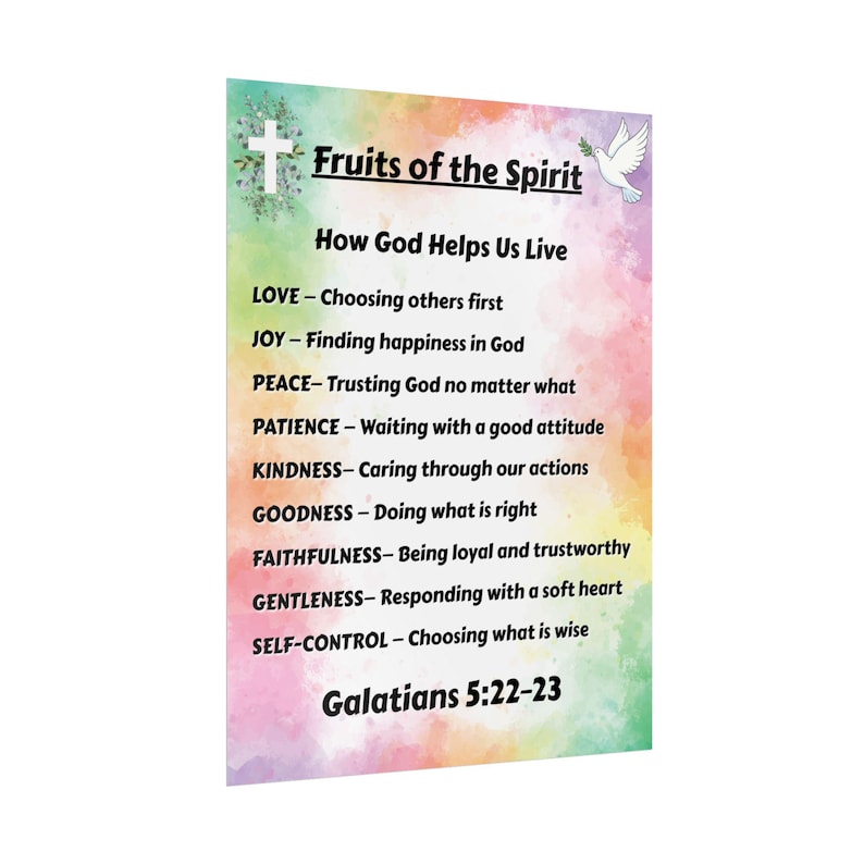 Fruits of the Spirit Rolled Poster | Galatians 5:22-23 Christian Wall ...