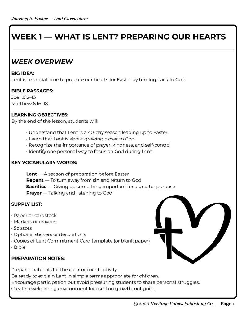Sunday School Kids Lent Curriculum – 6 Week Easter Bible Lessons ...