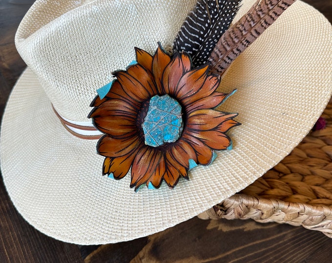Leather Flower Hat Band - Etsy