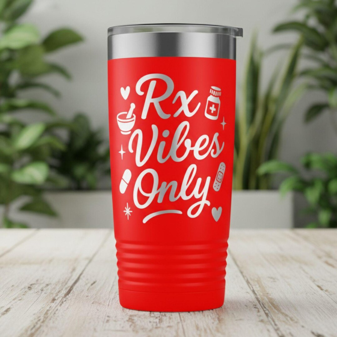 Rx Vibes Only Pharmacy Tumbler | Laser Engraved Funny Pharmacy Tech Cup ...