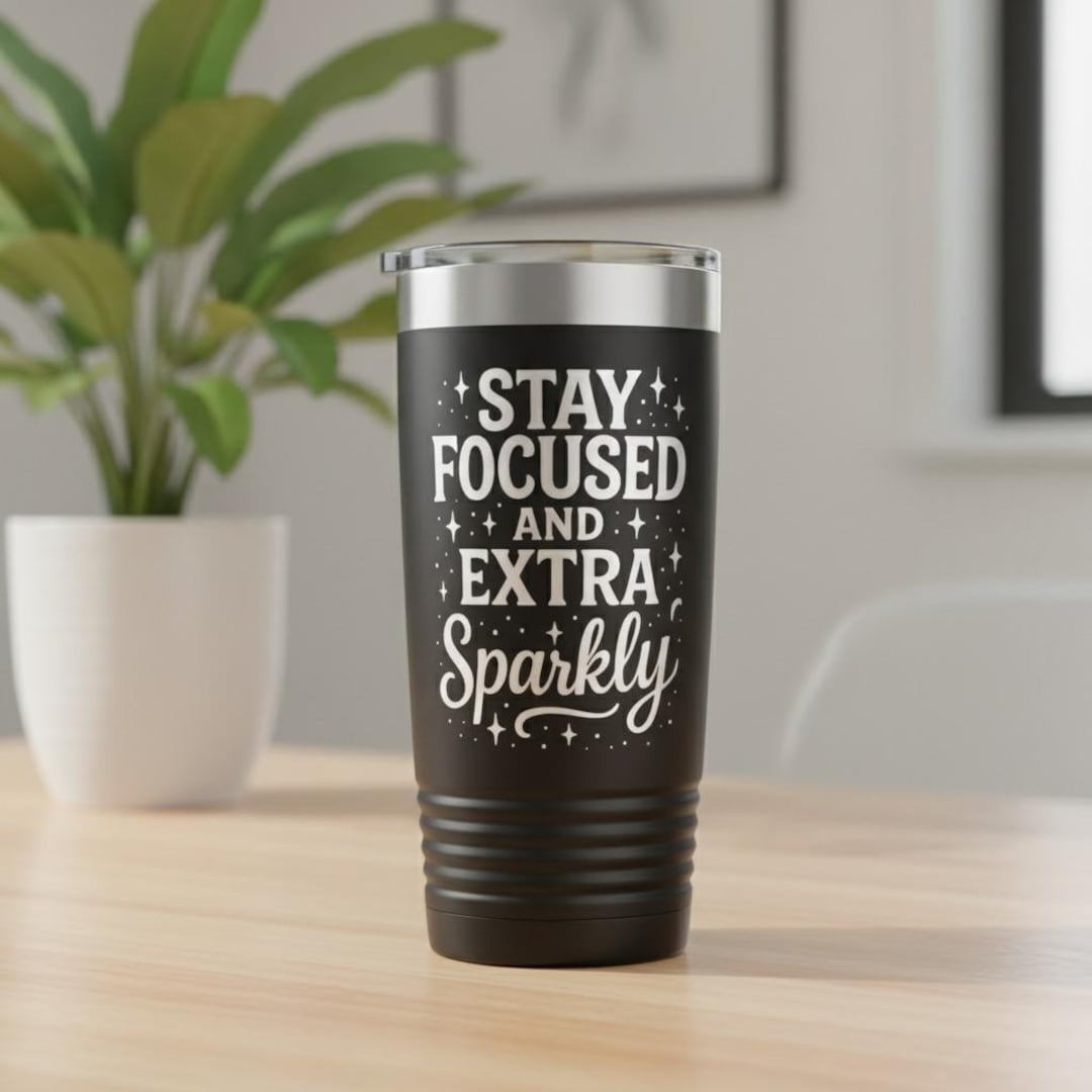 Stay Focused and Extra Sparkly Engraved Tumbler | Motivational Quote ...
