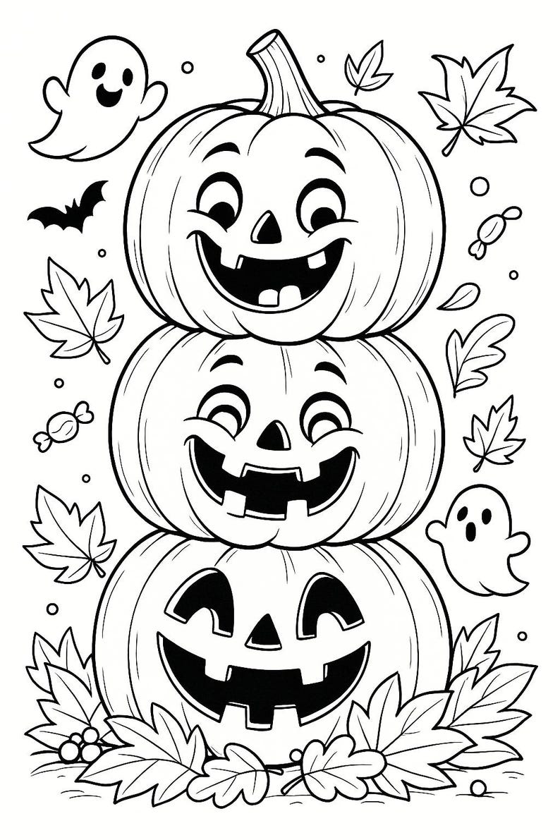 Halloween Coloring Book for Kids – 50 Fun Printable Pages - Etsy