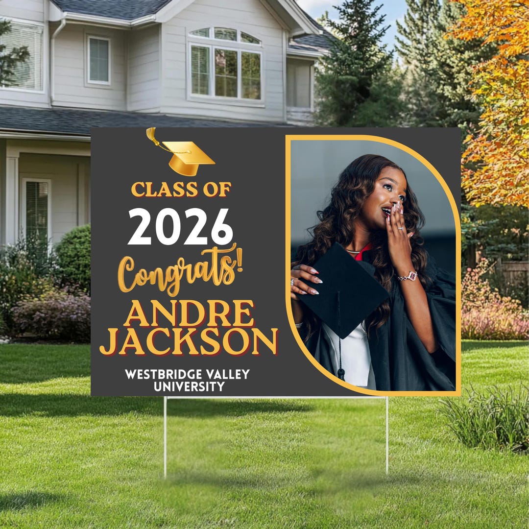 Personalized Graduation Yard Sign 2026 With Photo, Graduate Picture ...