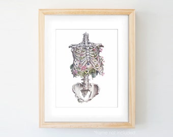 Floral Anatomy: Skeleton Print of Oil Painting Anatomical | Etsy Canada