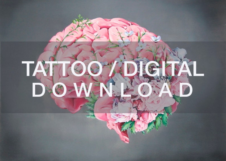 Tattoo/digital Download Floral Brain Anatomy Art - Etsy