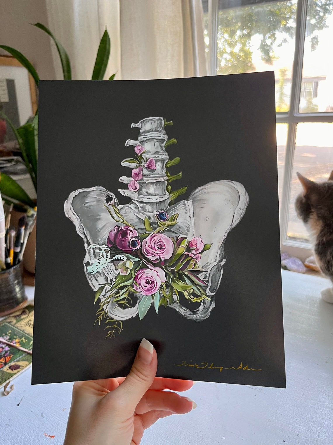 Floral Pelvis Anatomical Art Print Pelvic Floor With - Etsy