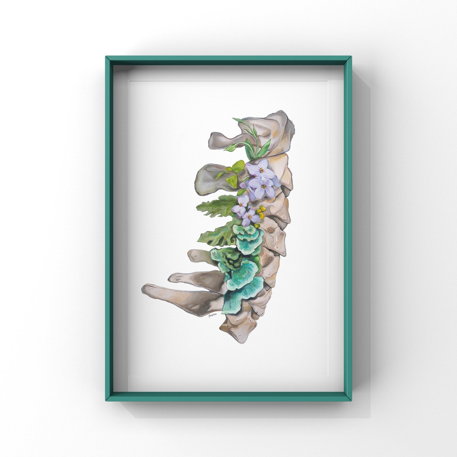 Floral Cervical Spine White Vertebrae Print of Oil Painting ...