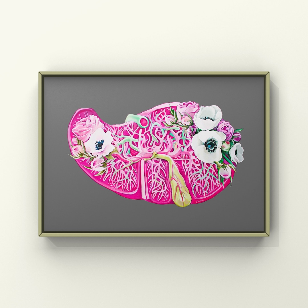 Floral Liver Charity Print of Oil Painting - Anatomical Art Print ...